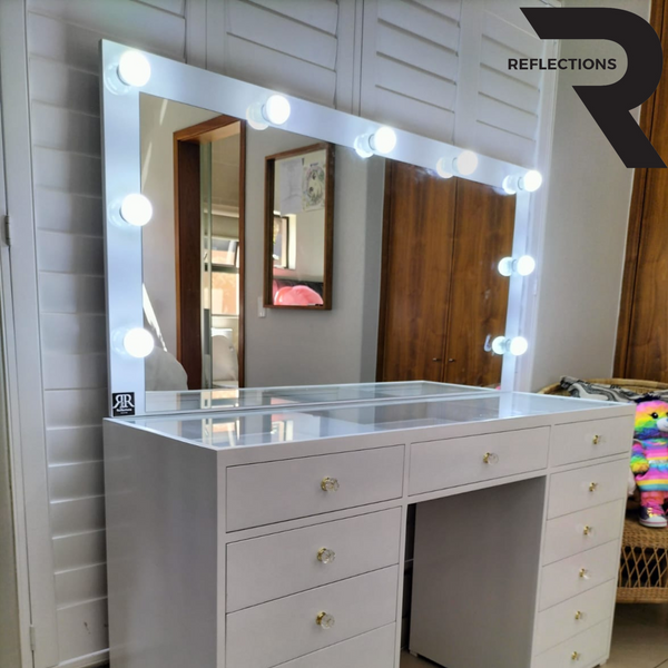 Queen Deluxe Hollywood Mirror Vanity Desk – Full Length Premium Makeup ...