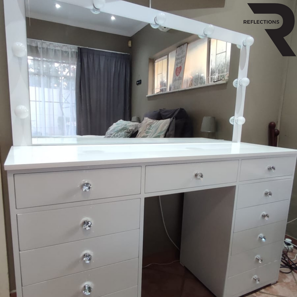 Queen Deluxe Hollywood Mirror Vanity Desk – Full Length Premium Makeup ...